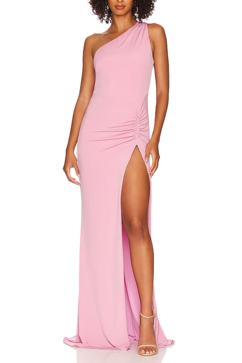 Katie May Raising the Bar Ruched One-Shoulder Back Zipper Side Seam ...