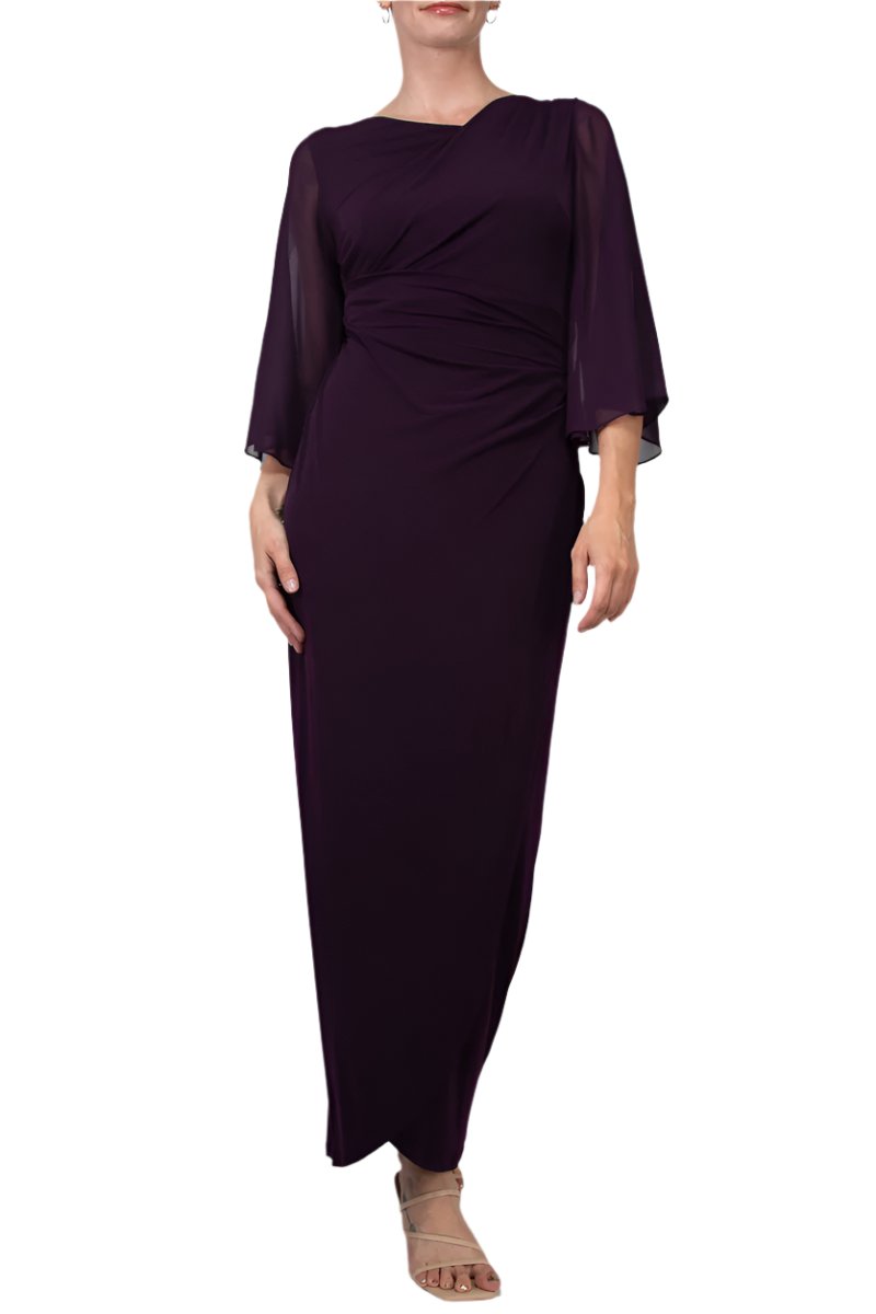 Connected Apparel Asymmetrical Floor Length Chiffon Dress | Available ...