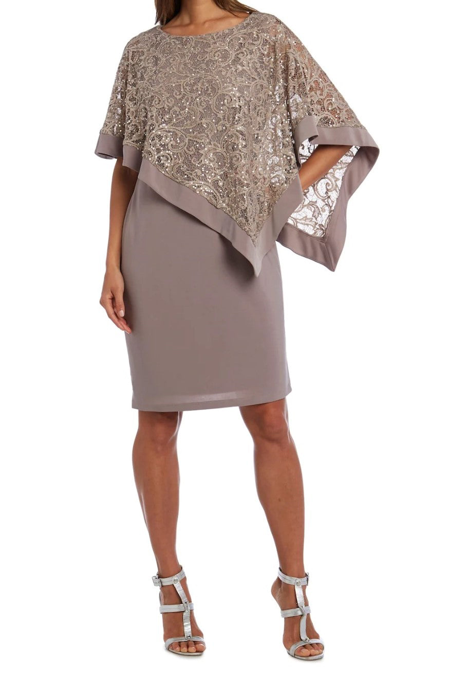 R&M Richards Boat Neck Embellished Lace Poncho ITY Dress | Available at ...