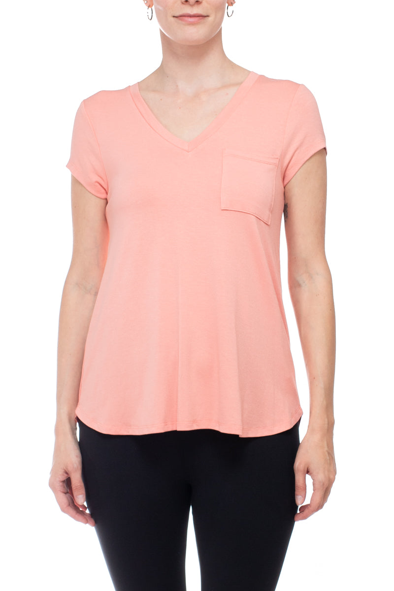 Cupio V-neck short sleeve solid crepe top – Curated Brands