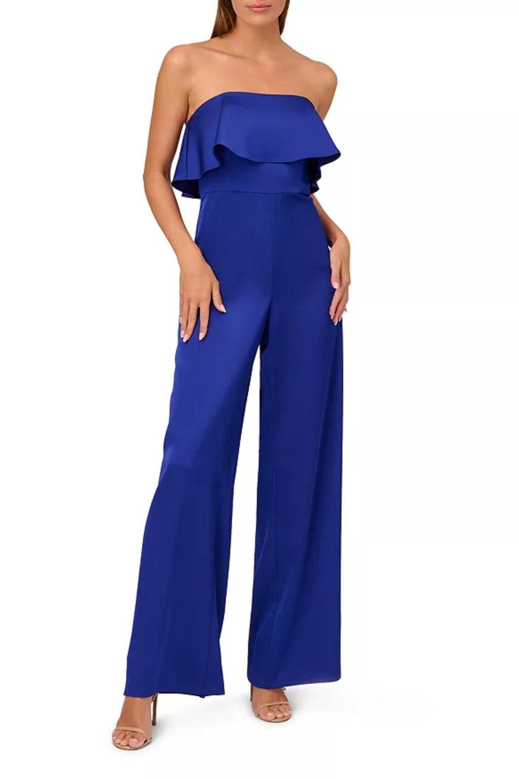 Liv Foster Strapless Ruffle Satin Jumpsuit | Available at Curated ...